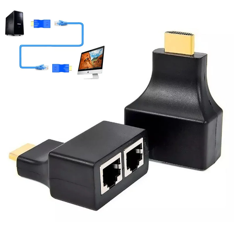 EXTENSORES HDMI ALARGUE 30 METROS 2 CABLES RED RJ45 UTP EXTENSOR ...
